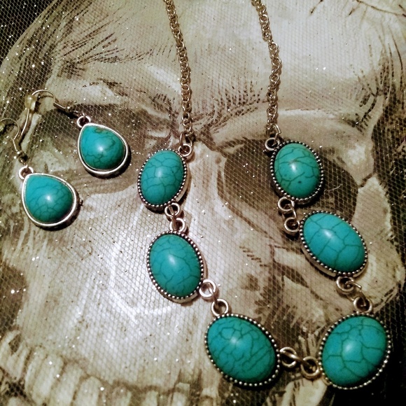 Jewelry | Nwt Silverturquoise Necklace And Earrings Set | Poshmark